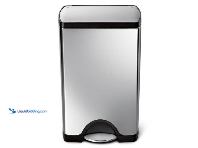 LiquidBidding - Lot 49-3510927 - simplehuman 38L Rectangular Step Kitchen Trash Can, Brushed ...