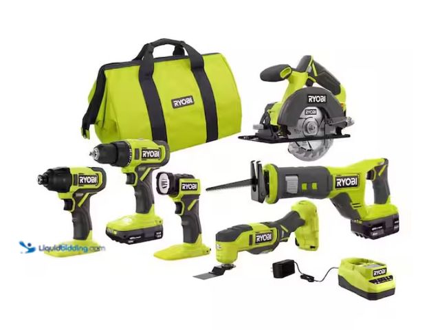 LiquidBidding - Lot 49-1546264 - RYOBI ONE+ 18V Cordless 6-Tool Combo ...