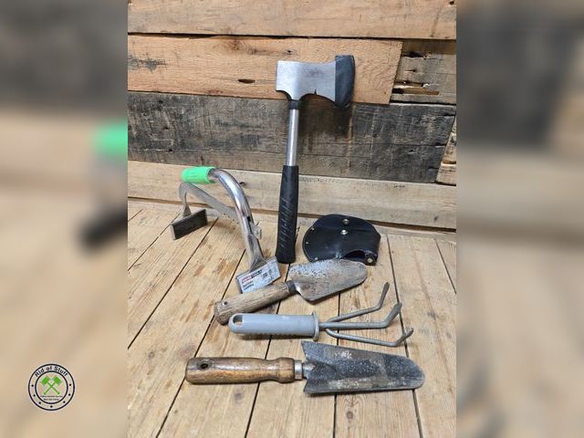Ridofstuff.com - Lot 53-9372 - 1 Misc Hand Tool Lot - Includes: Battery Carrier, Hatchet, Hand ...