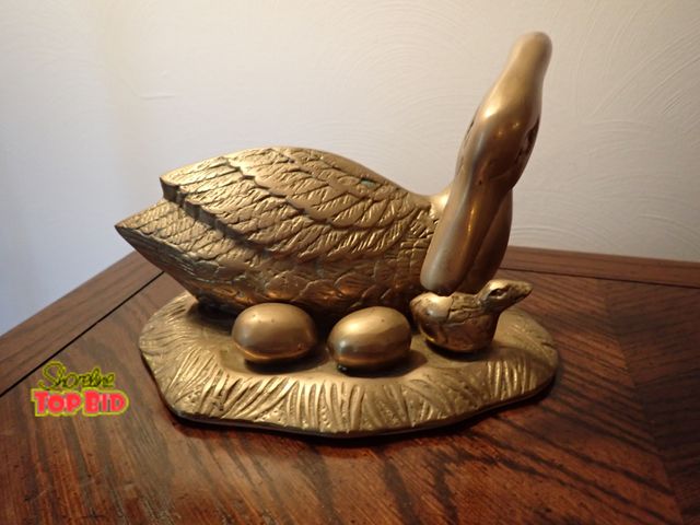 Shoreline Top Bid - Lot 59-43086 - Vintage Solid Brass Swan/Goose ...