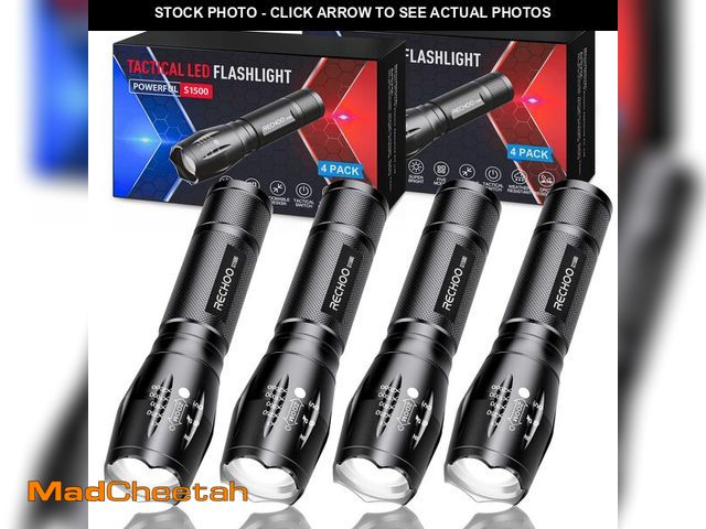 MadCheetah.com - Lot 74-12977050 - RECHOO Tactical Flashlight 4 Pack ...