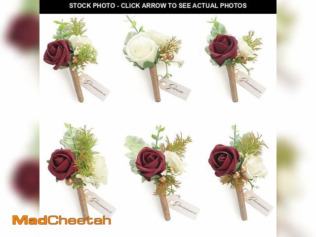 MadCheetah.com - Lot 74-12972112 - Floroom Set of 6 Burgundy & Ivory ...