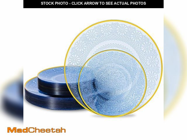 MadCheetah.com - Lot 74-12970705 - Ciselure 60PCS Blue Plastic Plates ...