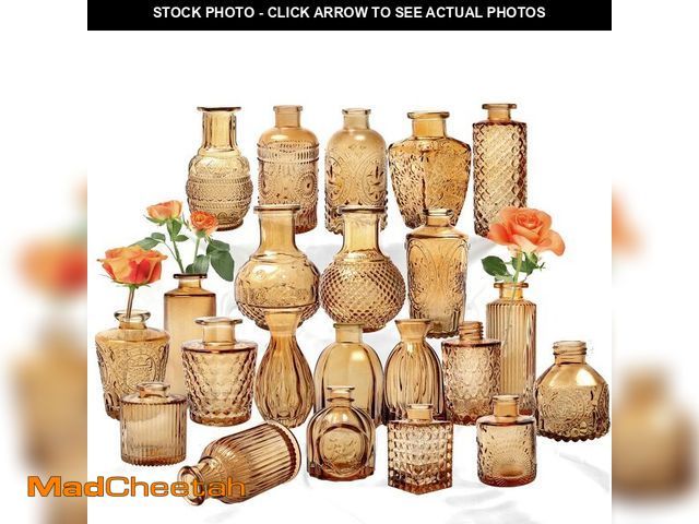 MadCheetah.com - Lot 74-12458957 - Set of 22 Amber Glass Mini Bud Vase ...