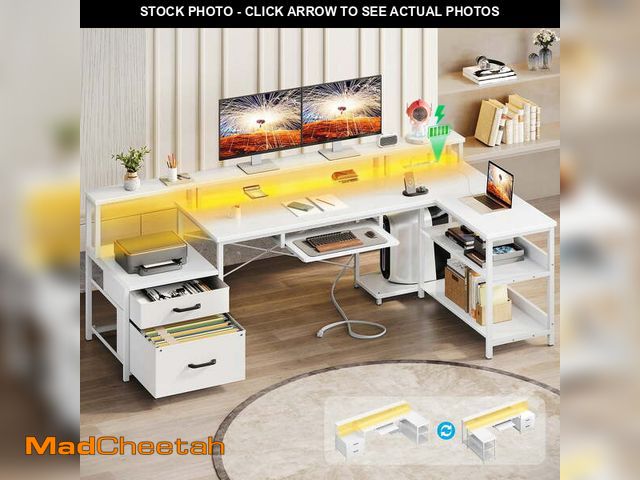 MadCheetah.com - Lot 74-13045584 - 66" Reversible L Shaped Desk with ...