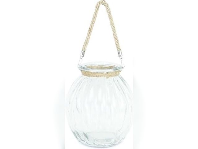 JDCBidding.com - Lot 96-141435 - Ribbed Glass Jar with Rope Wrapped ...