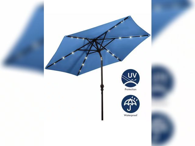 JDCBidding.com - Lot 96-157011 - 9 ft. Iron Tilt Crank Solar Lighted 6 ...