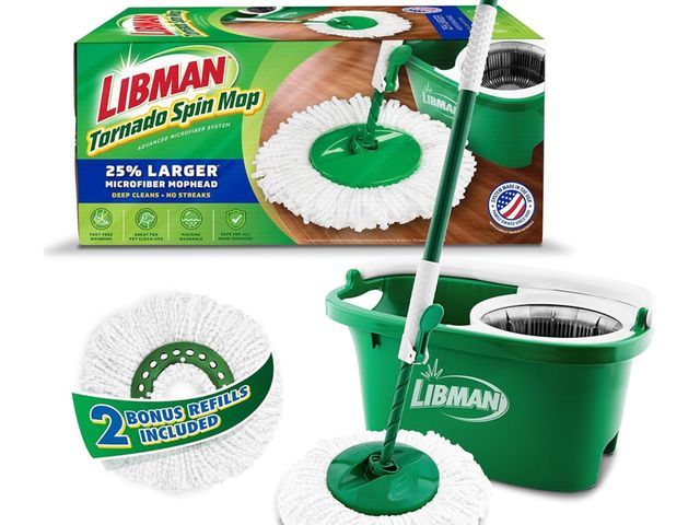 JDCBidding.com - Lot 96-172670 - Libman Tornado Spin Mop System with 2 Refill Heads, Microfiber ...